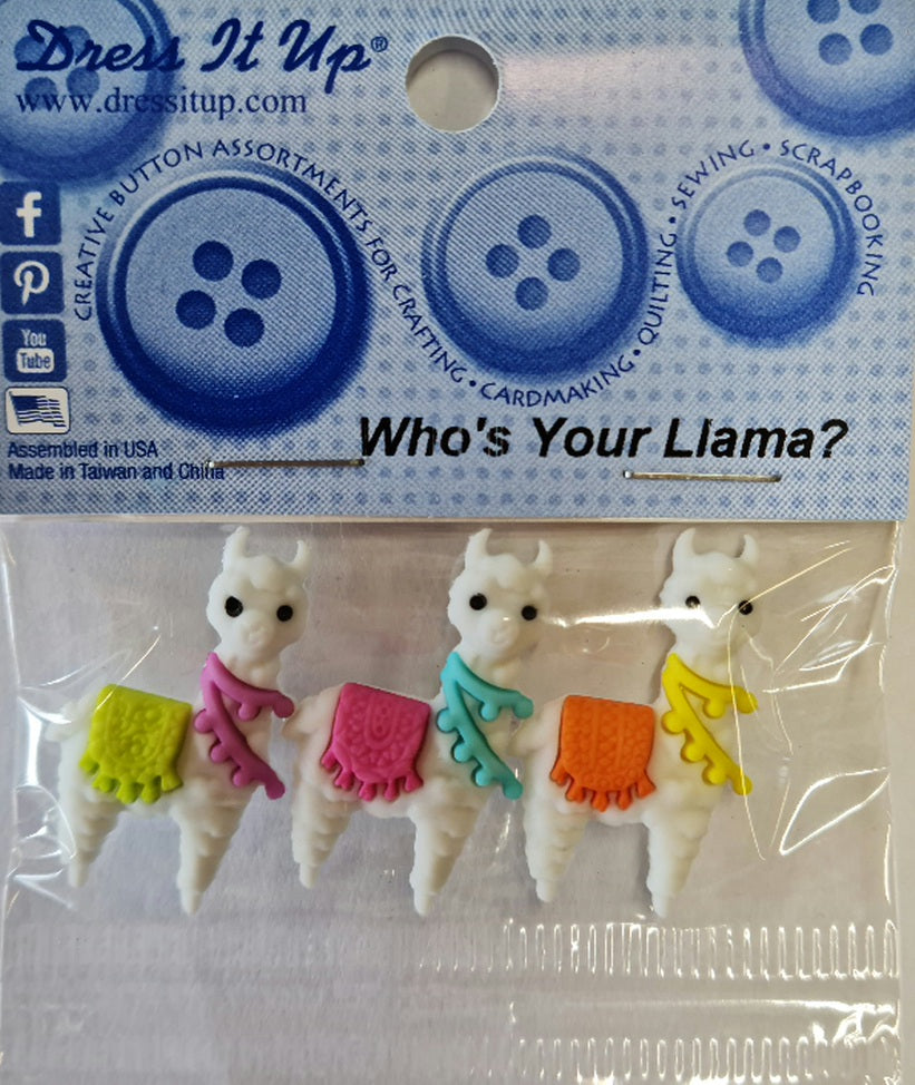 Who's your llama? buttons – Pinkpossum